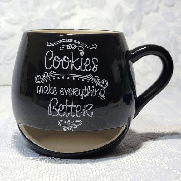 Avon | Dining | Vintage Black Ceramic Mug With Cookie Holder Cookies ...